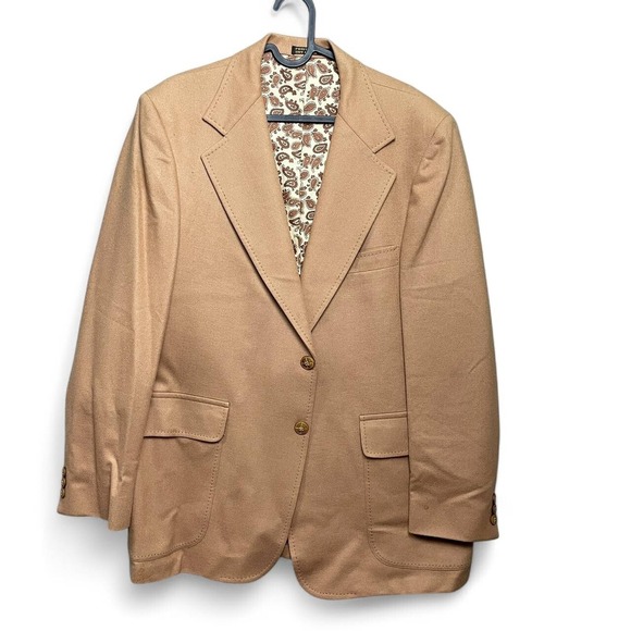 Suits & Blazers | 7s Retro Camel Blazer Men Medium Structured Statement ...